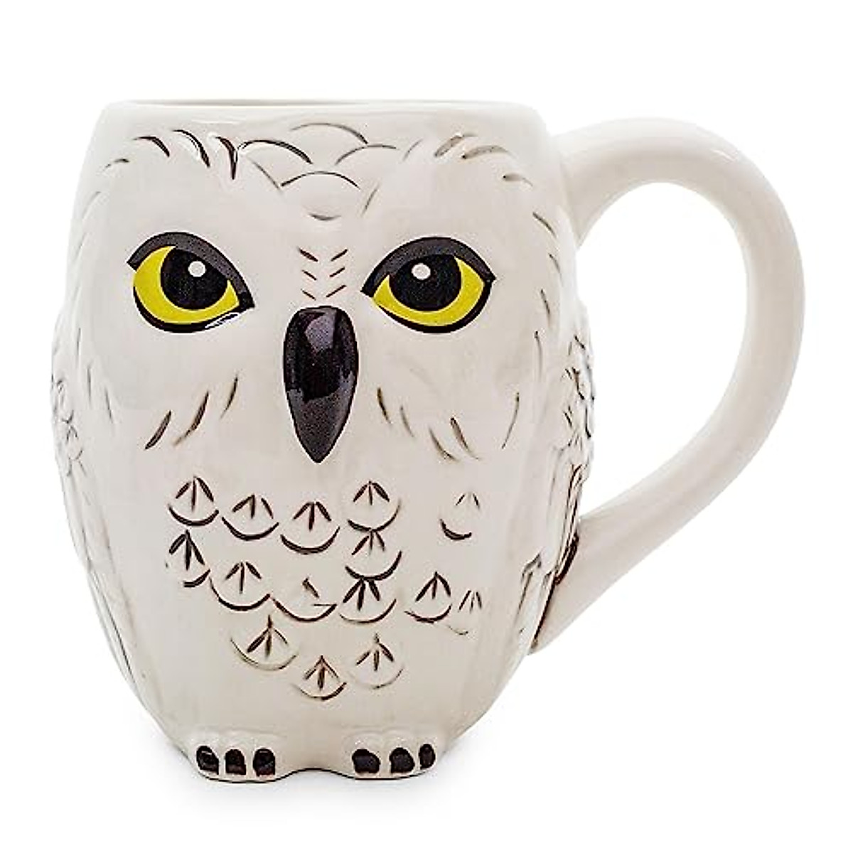 Silver Buffalo Harry Potter Hogwarts House Crest Sculpted Owl Handle Coffee Ceramic Mug, 20 Ounces White