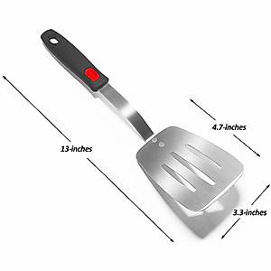 Stainless Steel Spatula Turner, Metal Spatula for Kitchen Use,VOVOLY Heavy Duty Cooking Spatula, Wide Blade with Beveled Edge and Heat Resistant Silicone Handle, Dishwasher Safe