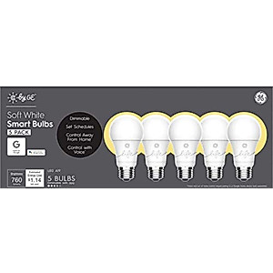 9.5W (60W Replacement) C by GE C-Life Soft White Smart Bulbs (5 LED A19 Light Bulbs)
