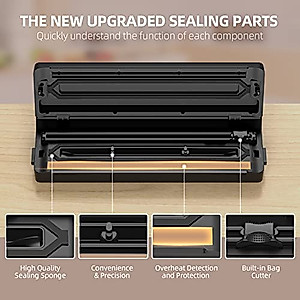 Vacuum Sealer Machine for Food Saver, Full Automatic Food Sealer With Built-in Cutter &Vacuum Sealers Bags, Food Preservation Dry/Moist/External Vacuum System Modes for All Saving Needs Starter Kit