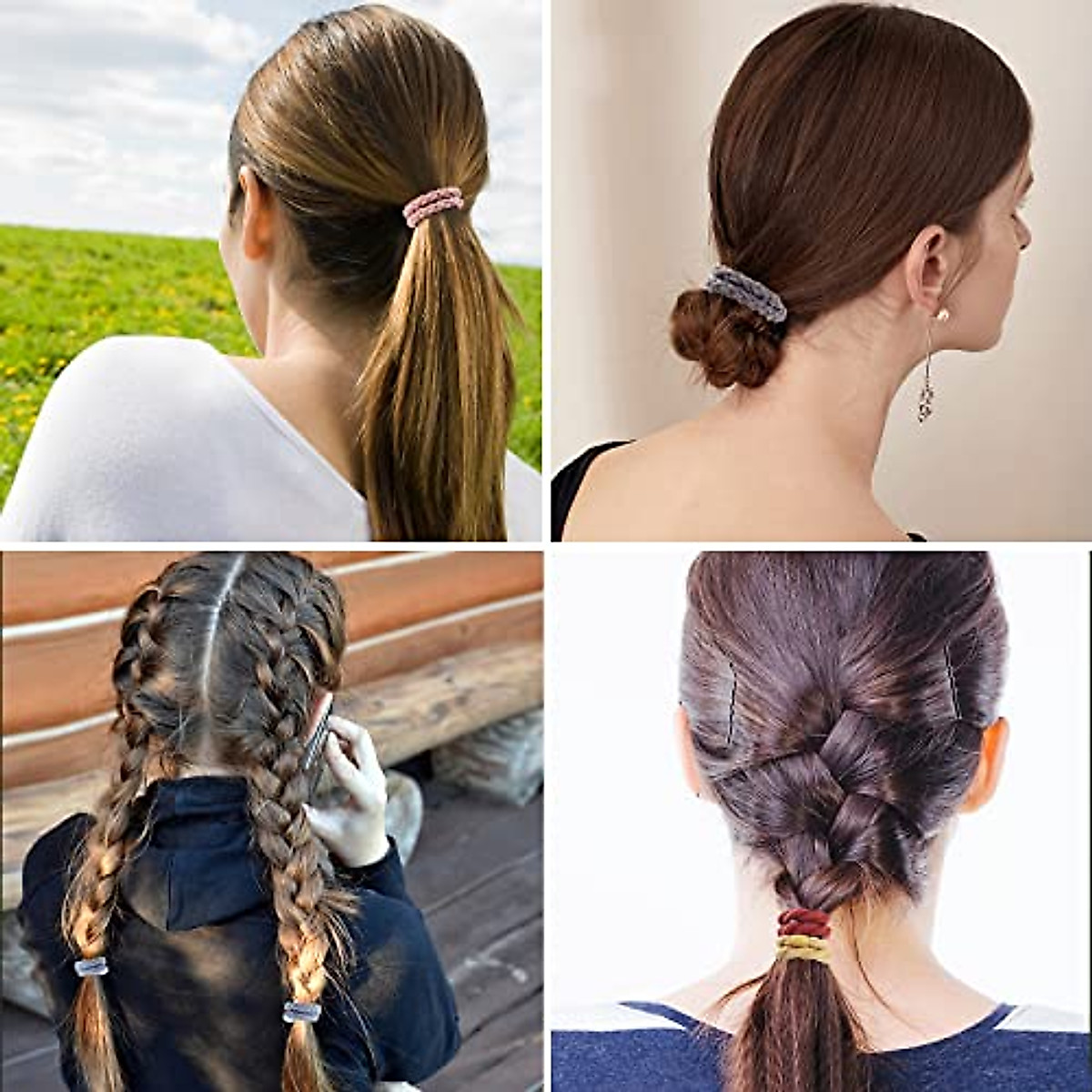 Hair Ties for Thick Hair, Tyfthui 32 Pcs Elastics Hair Bands Ponytail Holders, Hair Tie Bracelets for Women Girls, No Damage No Crease Hair Elastics for Women's Hair Multi-colored