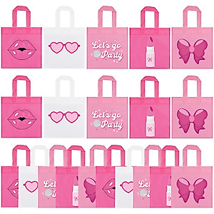 FHzytg 20Pcs Pink Girl Party Favor Bags, Hot Pink Princess Party Candy Bags Gift Bags Pink Theme Party Treat Goodie Bags for Pink Princess Birthday Baby Shower Bachelorette Party Decoration