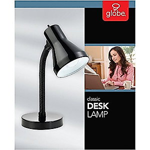 Globe Electric 14" Gooseneck Desk Lamp, Black Finish, 1x 60W Bulb (Sold Separately), 52021