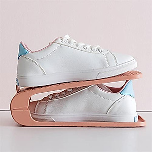 KNFUT Shoe Slots, Shoe Storage Rack Double-Deck Stackable Save Space Free Height Adjustment Storage Multifunctional Shoe Holder Shelf for Home (Color : Blue)