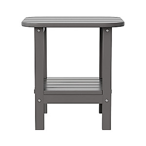 Flash Furniture Newport 2-Tier Adirondack Side Table - Recycled HDPE All-Weather Materials - Indoor/Outdoor - Gray