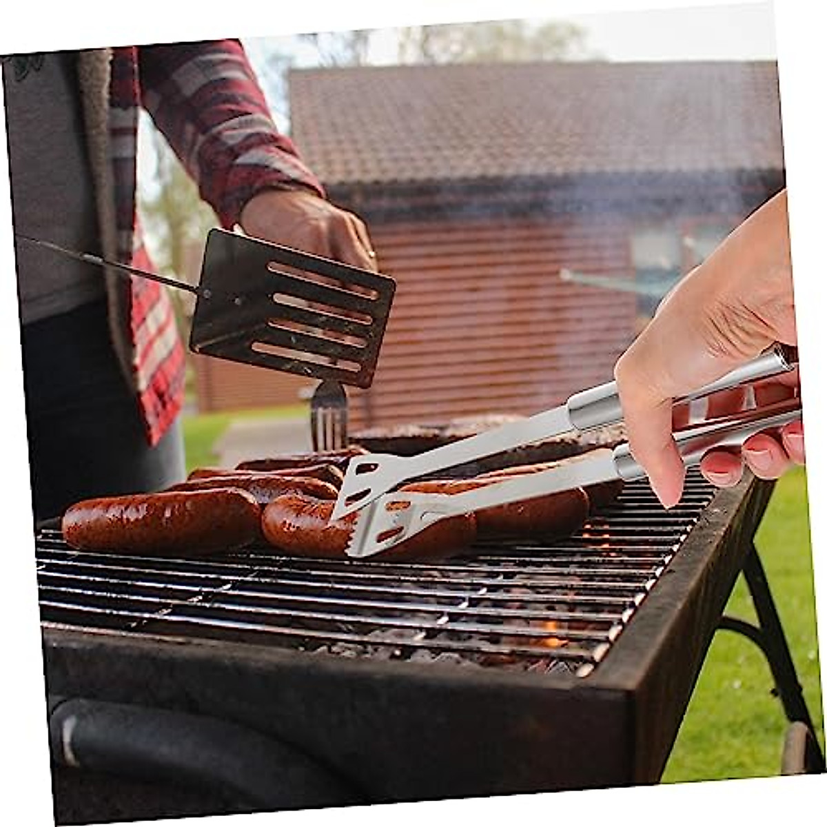 SECFOU 1 Set Barbecue Tool Portable Grilling Spatula BBQ Vegetable Clip Barbecue Grill Utensils Cooking Fork Grill Tongs Outdoor Grill BBQ Supplies Cooking Utensils Stainless Steel Mini