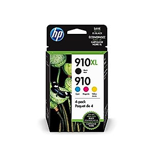 HP 910 / 910Xl (3Jb41an) Ink Cartridges (Cyan Magenta Yellow Black) 4-Pack in Retail Packaging