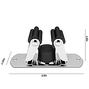 QQT PLUS Mop and Broom Holder Organizer, Stainless Steel Wall Mount Hanger, Garden Tool Organizer for Garage, Mounted Tool Rack Organizer