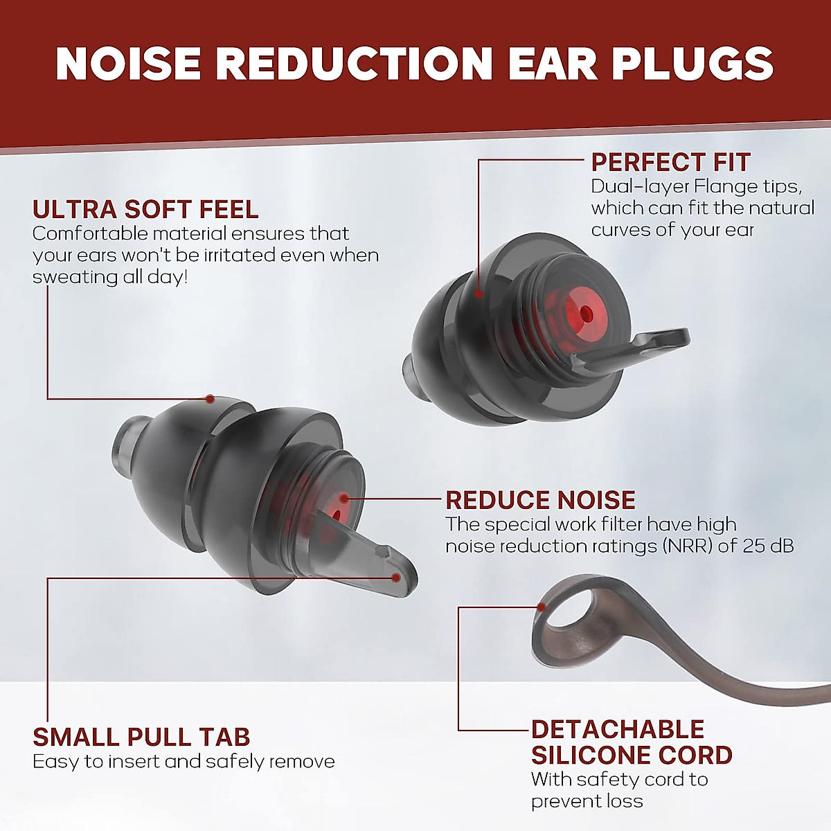 Concert Earplugs High Fidelity Music Ear Plugs 2 Pairs, 100X Reusable Noise Reduction Ear Plugs, Hearing Protection for Musicians, DJs, Festival, Raves, Drummers, Loud Noise -2 Sizes Fit All Ear Canal