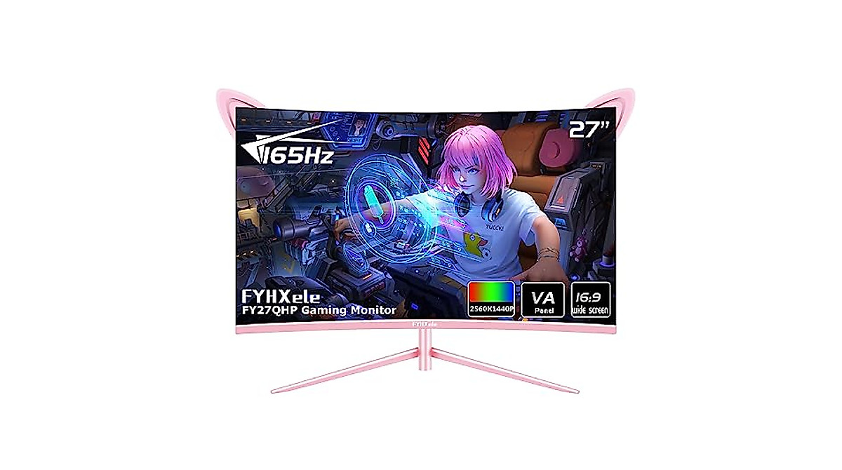 FYHXele 27" Pink Curved Gaming Monitor - 165Hz QHD