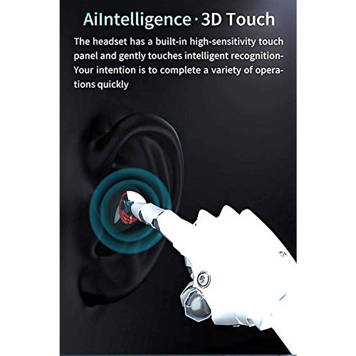 True Wireless Earbuds, BD&M Bluetooth 5.0 Earbuds in-Ear TWS Stereo Headphones with Smart LED Display Charging Case Waterproof Built-in Mic for Sports Work - Black