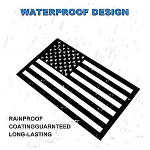 2 Pack Embossed 3D Metal All Black American Flag Emblem Decal Stickers, 4mm Thickness Acrylic Cut-Out USA Car Military Patriotic Emblem Compatible with Jeep, Trucks, RV, SUV and More