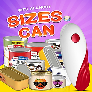 Hands Free Battery Operated Electric Can Opener Open Most Can Smooth Edge, Electric Can Openers for Kitchen Food-Safe Magnetic Catches Cover, Automatic Can Opener for Seniors, Arthritis, and Chefs