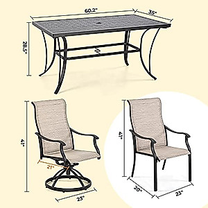 HAPPATIO 7 Piece Patio Dining Set,Outdoor Dining Set,Patio Furniture Sets,2 Swivel Dining Chairs,4 Reg.Dining Chairs,Textilene Furniture Set for Patio,Yard,Pool (Khaki)