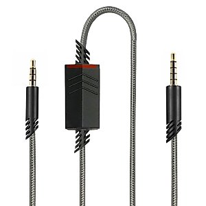 QJYTH Replacement A40 Cord Compatible with Astro A40 Headset, A40 Inline Mute Audio Cable for Astro A10/A40/A40TR Gaming Headset, Compatible with PS5/PS4 Controller(6.5 Feet, Gray)