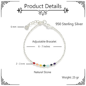 Simbolik 7 Chakra Bracelet - Authentic 925 Sterling Silver - Handcrafted Energy Healing Jewelry for Women - Real Stones & Crystals - Ideal Birthday & Christmas Gift (7 Chakra Bracelet Model 1)