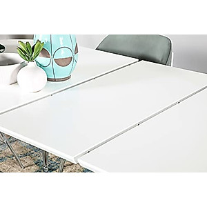 Coaster Home Furnishings Heather Oval Dining Table with Hairpin Legs Matte White and Chrome