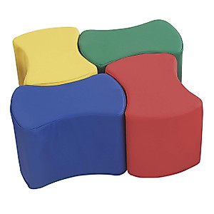 Factory Direct Partners 12225-AS SoftScape 12" Butterfly Modular Soft Foam Stool Set for Children Ages 4-7 (4-Piece Set) - Assorted