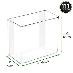mDesign Plastic Self-Adhesive Wall Mount Craft, Sewing and Hobby Storage Organizer Bin Basket - Compact Container Box Holder for Hanging on Walls/Doors - 6" Wide + 32 Adhesive Labels - Clear