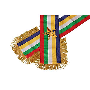 Masonic Order of the Eastern Star OES Five Color Sash With Red Lining Lot Of 5, standard size