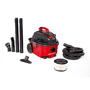 CRAFTSMAN CMXEVBE17040 4 Gallon 5.0 Peak HP Wet Dry Vac, Portable Shop Vacuum Wet and Dry with Filter, Hose and Attachments for Home and Automotive Cleaning
