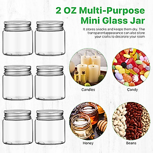 Aemygo 2oz Mini Mason Jars, 15 Pack Wide Mouth Clear Glass Jars with Lids, Labels and Marker Pen, Great Sealing Mason Canning for Food Storage, Spice, Jam, Honey, Jelly