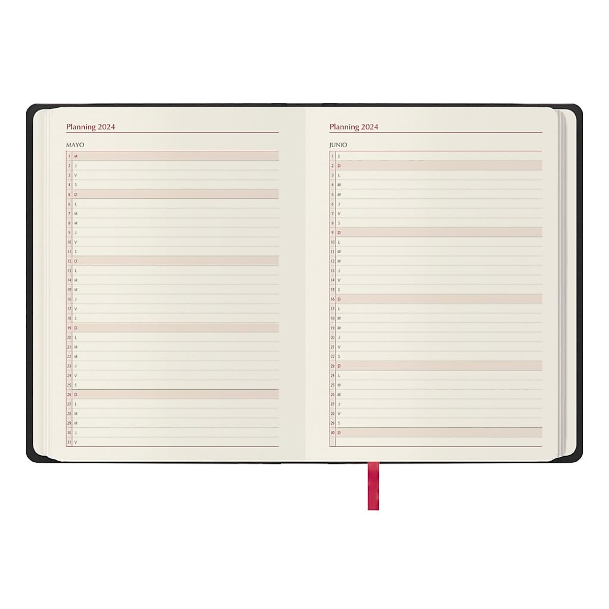 Dohe - Diary 2024 – Day Page – Size: 15 x 21 cm (A5) – 336 Pages – Stitched Binding – Hardcover – Black – Manaos Model