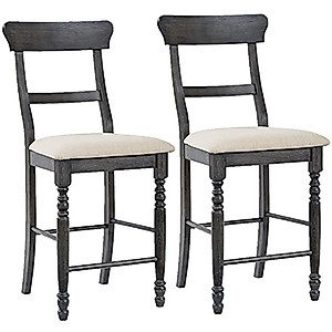 Progressive Furniture Muse Ladder-back Counter Chair (2/Ctn), Upholstered, Weathered Pepper