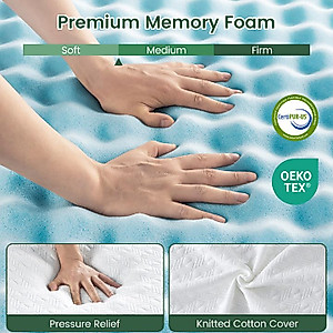 Memory Foam Mattress Topper Queen Size 3 Inch, Flexpedic Gel Infused Gel Cooling Topper Pad with Knitted Cotton Cover for Back Pain Relief, CertiPUR-US, Ventilated and Breathable,60"*80"