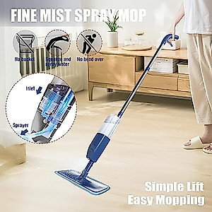 Spray Mops for Floor Cleaning - ZFGYmuxi Microfiber Wood Floor Dry Wet Mop with 2X 500ML Bottles 4X Microfiber Pads,Multifunction Spray Mops Dust Flat Mop for Hardwood,Marble,Tile Floor Mopping