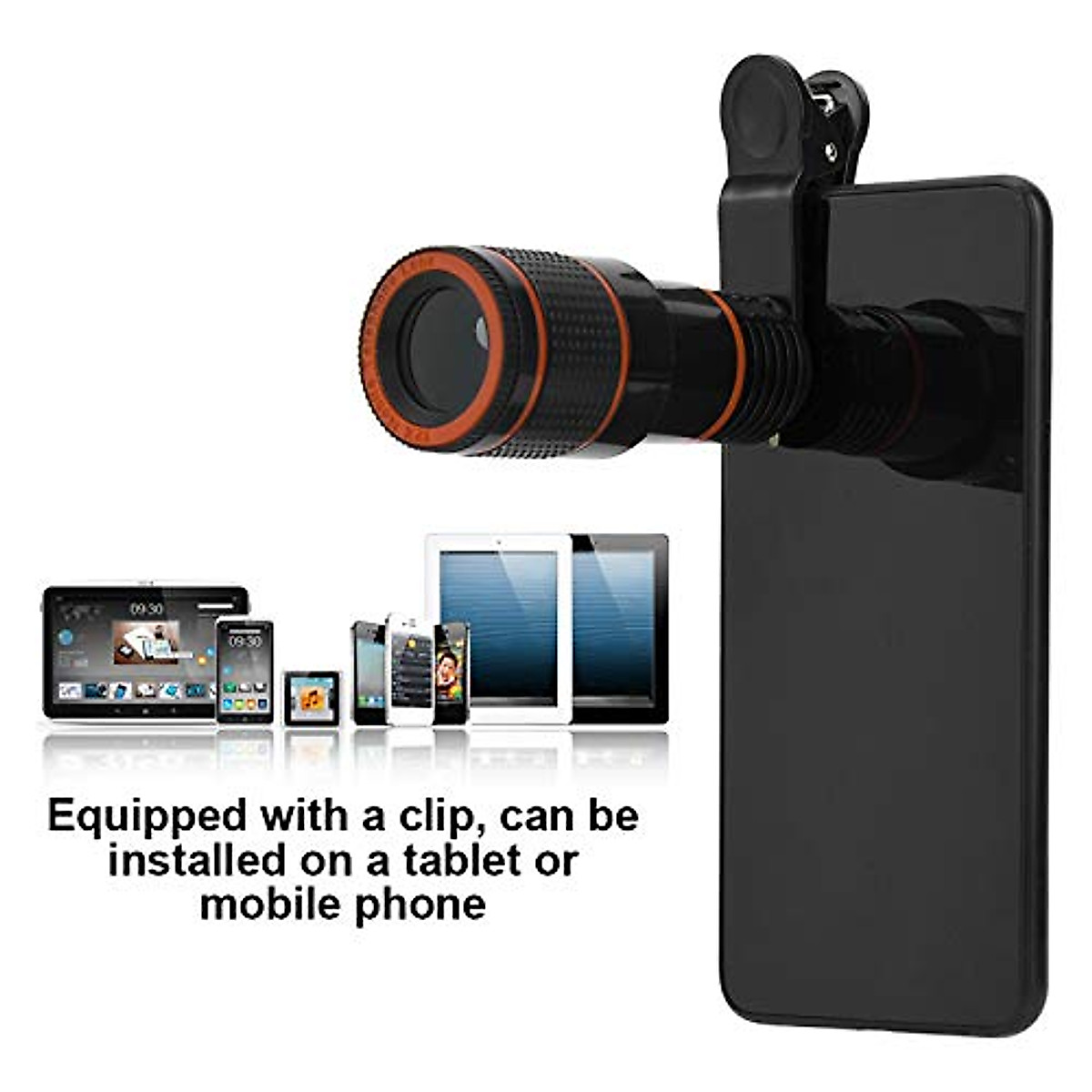 12X HD Phone Telephoto Lens, Multi Layer Coated Professional Telephoto Mobile Cell Phone Lens for Outdoor Travel Competition Concert, No Dark Angle