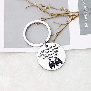 MYOSPARK Movie Inspired Gift Funny Step brother Keychain Movie Fans Gift Best Friend Gift (roundhouse KC)