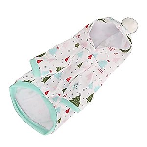 Dog Hoodie, Print on White Odorless Green Christmas Tree Easy to Wear Elastic Dog Sweaters for Winter for Cats S