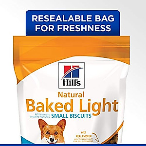 Hill's Natural Baked Light Dog Biscuits with Real Chicken for Small Dogs, Healthy Dog Snacks, 8 oz. Bag