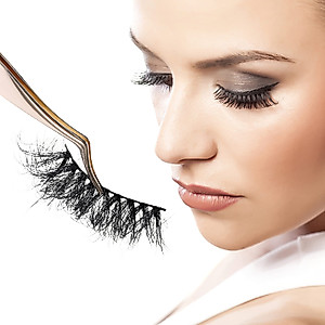 Eyelash Applicator Tool DIY Lash Extensions Tweezer For Cluster Lashes Stainless Steel High Precision Round Head(Golden)