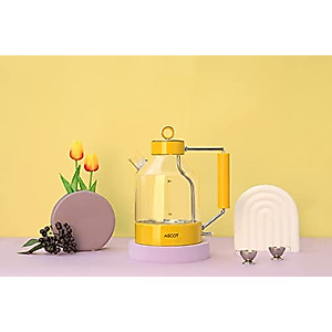 ASCOT Electric Kettle, Glass Electric Tea Kettle Gifts for Men/Women/Family 1.6L 1500W Borosilicate Glass Tea Heater, with Auto Shut-Off and Boil-Dry Protection （Yellow)