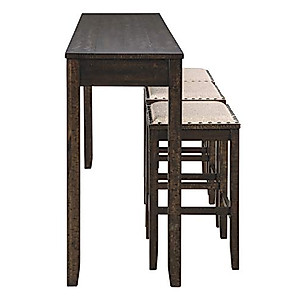 Signature Design by Ashley Rokane Urban Farmhouse Counter Height Dining Room Table Set with 3 Bar Stools, Brown