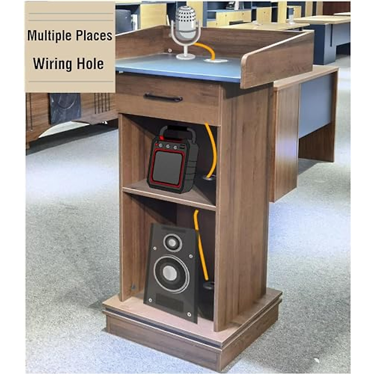 Vintage Lecterns Stable Standing Wooden Podium Square Pulpits with Storage Rack Podium Stand Load 15kg Presentation Stand