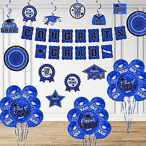 Blue Themed 2025 Graduation Decorations Set - Congrats Grad Banner, Class of 2025 Backdrop, Balloons & Streamers Kit - Complete Party Supplies for High School & College Celebrations