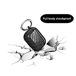 Case for AirPods Pro 2nd Generation Case Cover 2022 New, Carbon Fiber Skin Full Protective Shockproof Case for Men Women, Slim TPU case with Keychain and Lanyard (Red)