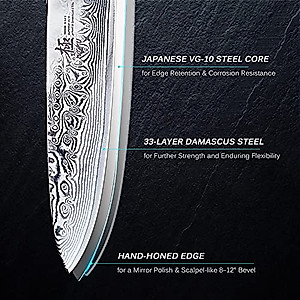 KYOKU Shogun Series 6" Utility Chef Knife + 7" Boning Knife - Japanese VG10 Steel Core Forged Damascus Blade