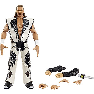 WWE Shawn Michaels Wrestlemania Elite Collection Action Figure with Entrance Attire & Vince McMahon Build-A-Figure Pieces, 6-in Posable Collectible Gift for WWE Fans Ages 8 Years Old & Up