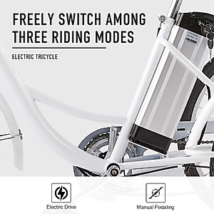 Viribus 24" 26" 3 Wheel Electric Bike for Senior, 250w Adults Electric Tricycle Trike, Three Wheel Ebike E Bicycle with Removable 36V 10Ah Lithium Battery, Motorized Trike with Basket for Women Men