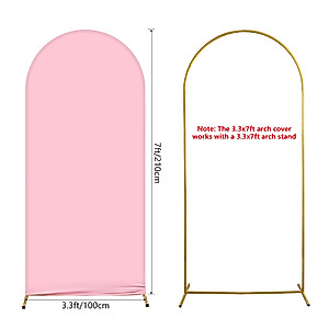 AIBIIN 3.3x7ft Pink Arch Wall Backdrop Round Top Backdrop Cover Valentine's Day Round Top Arch Frame Cover 2-Sided Fit Backdrop Stand for Wedding Baby Shower Birthday Bridal Shower Events Party Decor
