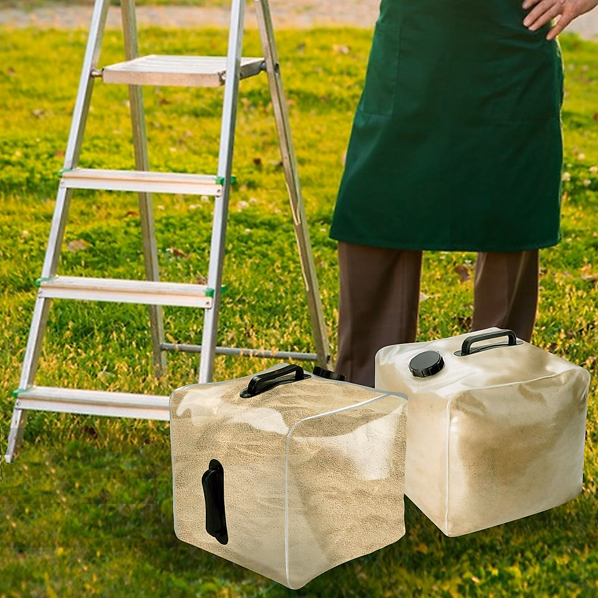 2Pcs Swimming Pool Ladder Weights Bag, 20L Heavy Duty Plastic Pool Weight Sand Bags, Fillable Ladder Anchor Bag for Swimming Pool Steps Entry Systems