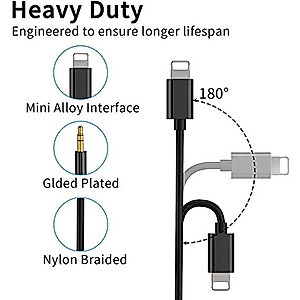 [Apple MFi Certified] AUX Cord for iPhone, Lightning to 3.5mm AUX Stereo Audio Cable Compatible with iPhone 13/12 Pro/11/XS/XR/X 8 7/iPad, iPod to Home Speaker/Car Stereo/Headphone (3.3FT/1.0M, Black)