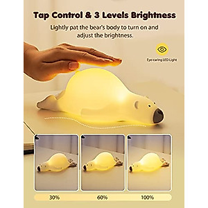 MOMSSY Night Light for Kids, Cute Animal Kids Night Light for Bedroom, Nursery Night Light for Kids with Timer, Touch Control Baby Night Light, Rechargeable Cute Lamp Cute Room Decor for Girls Boys