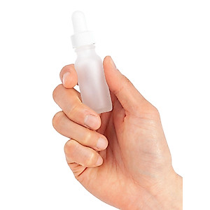 JUVITUS 0.5 oz / 15 ml Frosted Clear Glass Thick Wall Boston Round Bottle with White Dropper (24 Pack) + Funnel