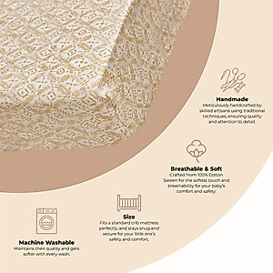 Crane Baby Soft Cotton Crib Mattress Sheet, Fitted Sheet for Cribs and Toddler Beds, Diamond, 28”w x 52”h x 9”d