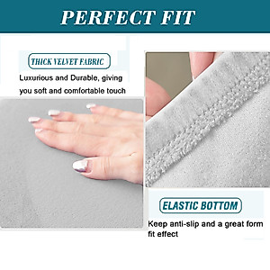 HFCNMY Ottoman Cover Square,Stretch Velvet Square Ottoman Cover Thick Ottoman Slipcover Square Washable Storage Ottoman Cover Foot Stool Cover with Elastic Bottom for Living Room White X-Large